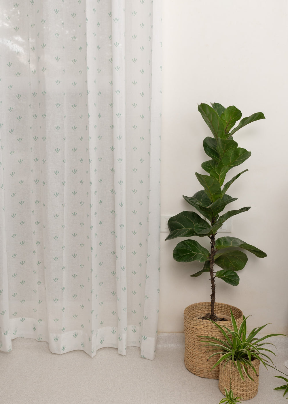 Aniseed 100% cotton floral sheer curtain for living room - Light filte