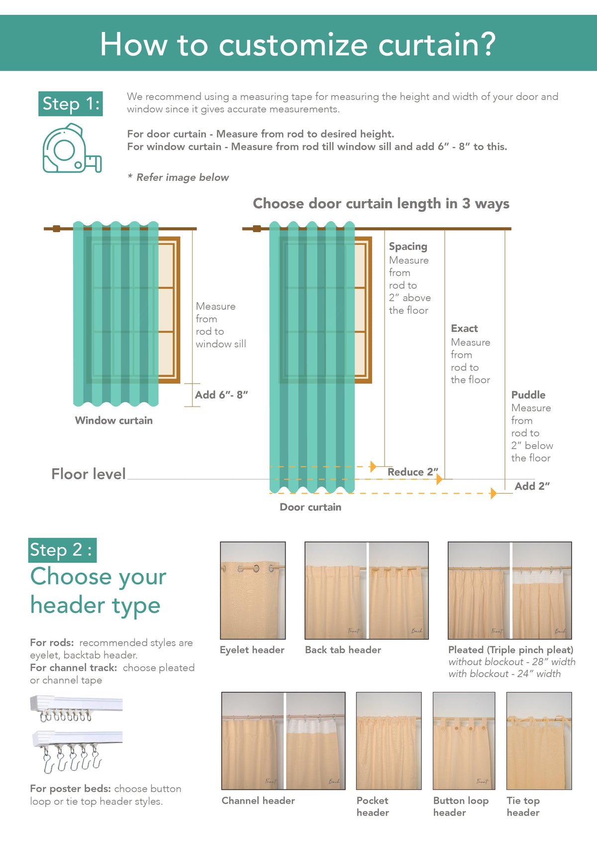 Solid Cream sheer 100% cotton plain curtain for Living room & bedroom