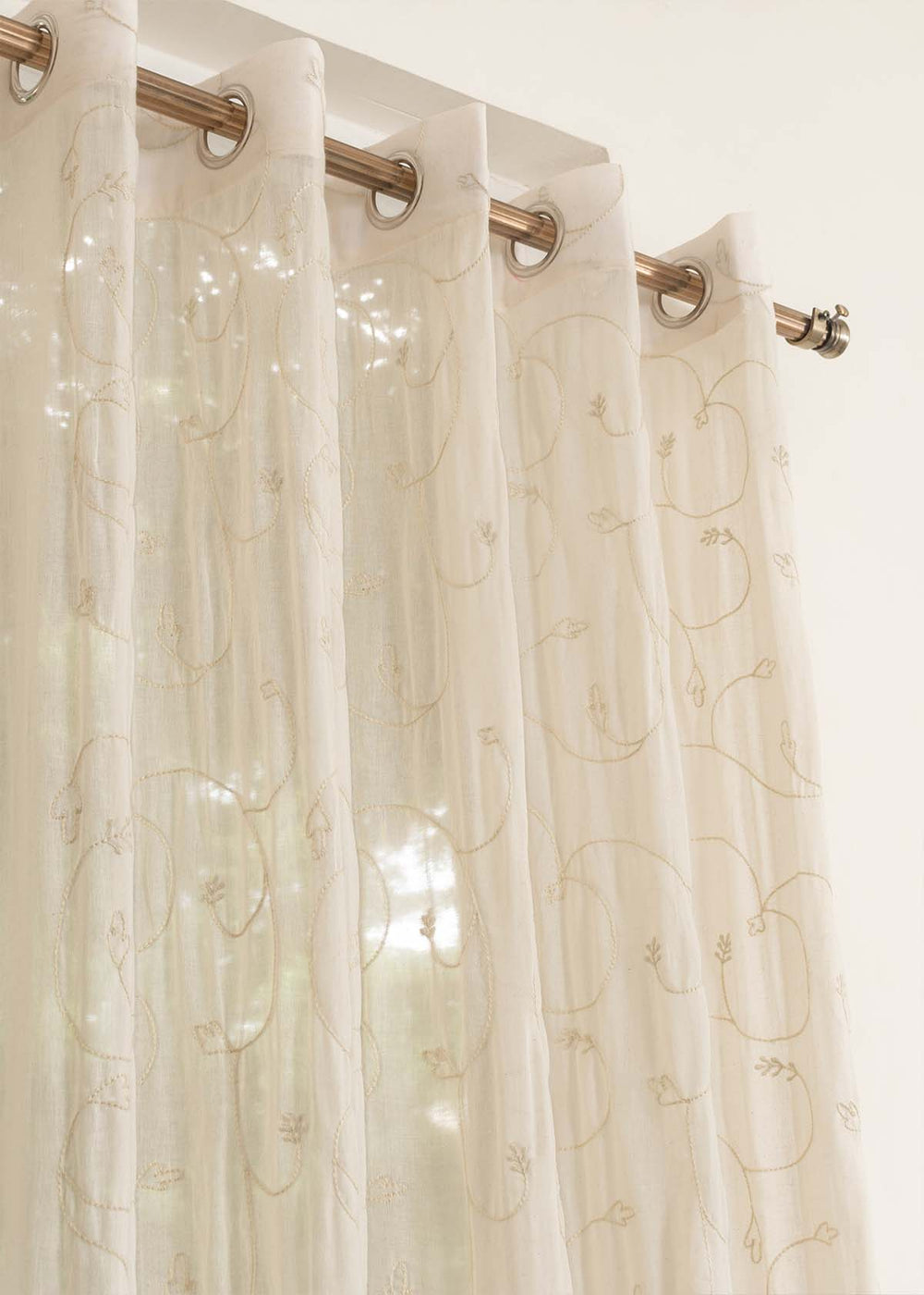 Ivy Vines 100% cotton sheer embroidered minimal curtain for living roo